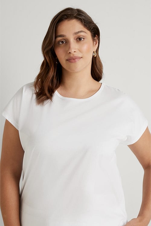 White Cotton Interlock Classic T-shirt - WOMEN T-Shirts & Tops | Trenery