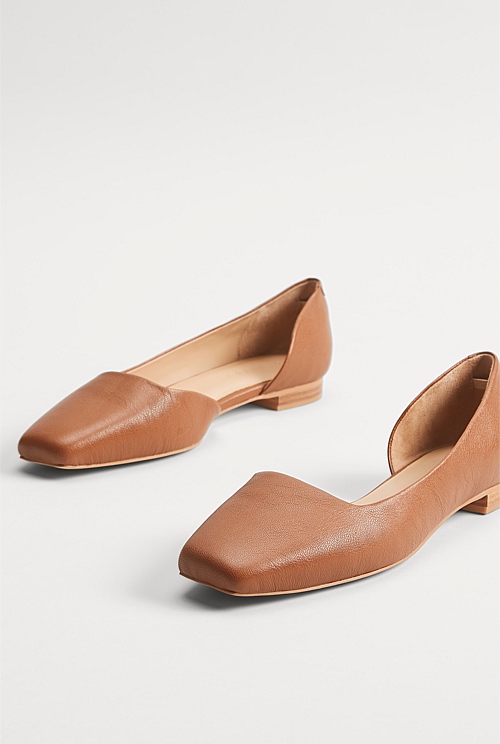 Brandy Leather Squared Toe Ballet Flat - WOMEN Flats | Trenery