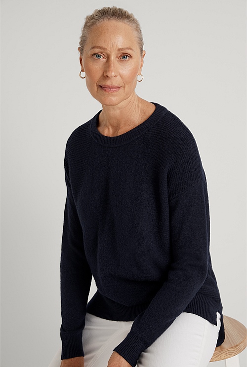 Night Sky Crew Neck Stitch Detail Pullover - WOMEN Knitwear | Trenery