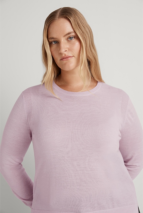 Purple Orchid Merino Crew Neck - WOMEN Knitwear | Trenery