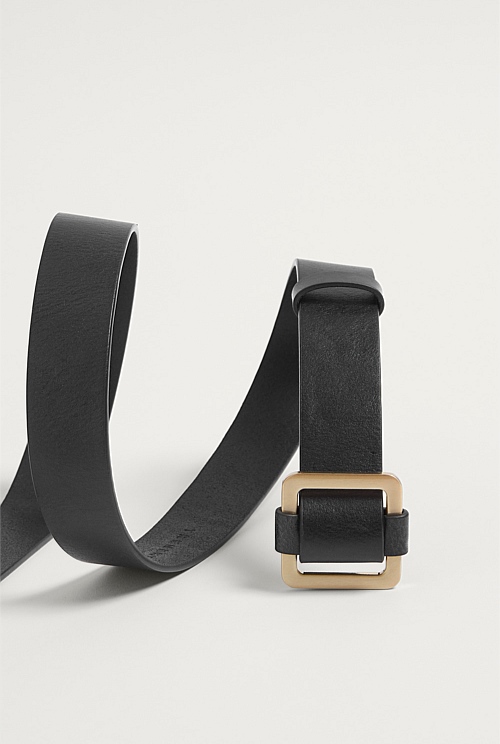 Black Leather Clean Belt - WOMEN Belts | Trenery
