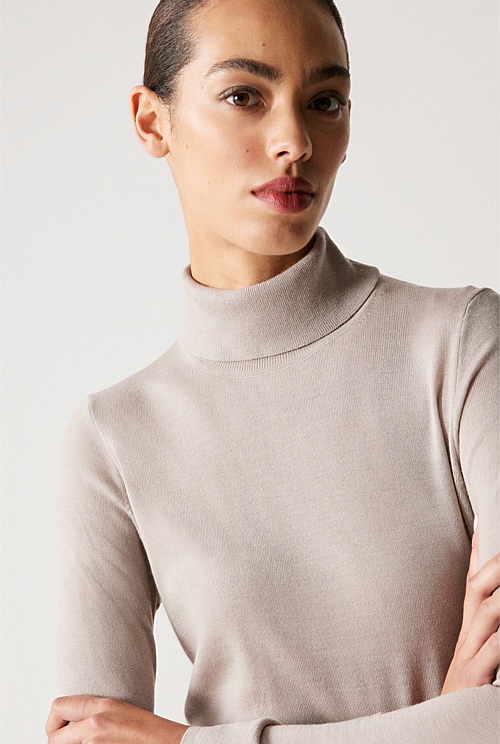 Cinder Merino Roll Neck Knit - WOMEN Knitwear | Trenery