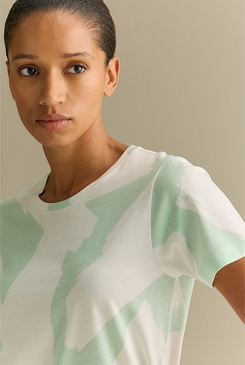 Cool Fern Cotton Brushstroke T-shirt - WOMEN T-Shirts & Tops | Trenery