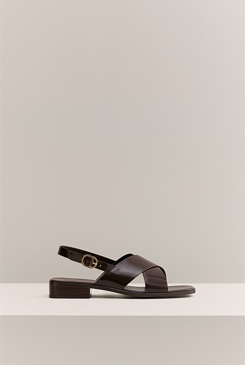Chocolate Ingrid Cross Strap Sandal - WOMEN Sandals & Slides | Trenery