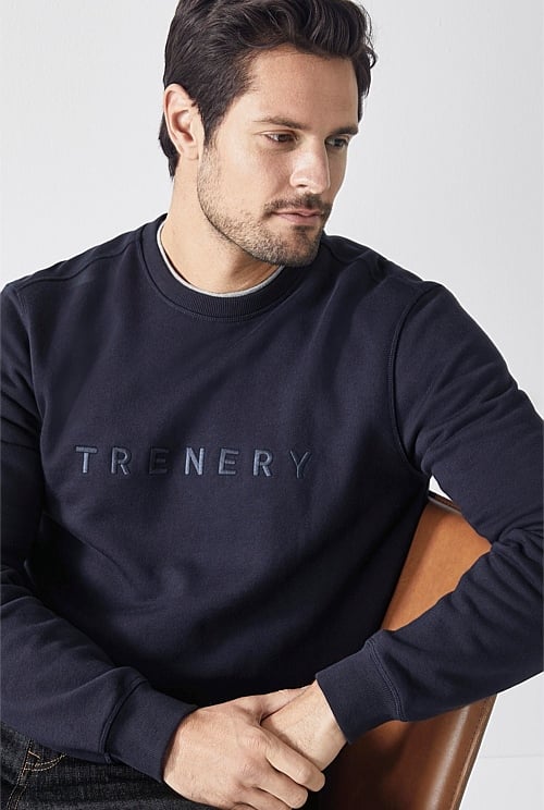 Navy Trenery Logo Sweat - MEN Clothing | Trenery