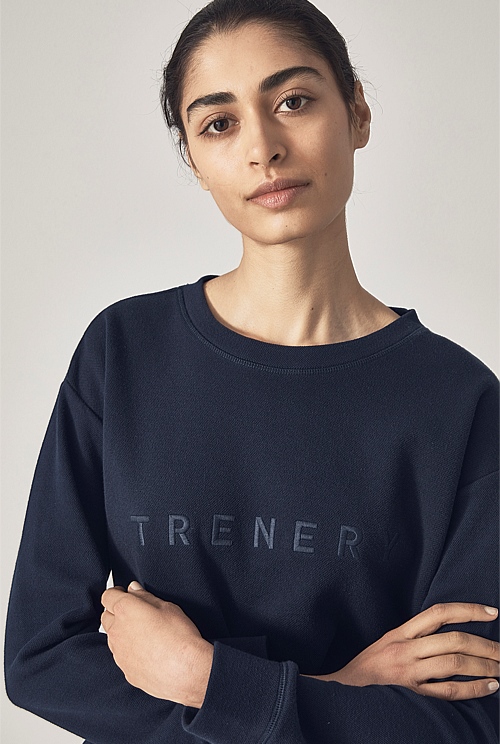 Night Sky Trenery Pique Logo Sweat - WOMEN T-Shirts & Tops | Trenery