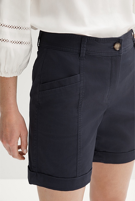 Night Sky Stretch Cotton Short - WOMEN Shorts | Trenery