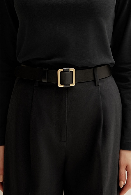 Black Leather Clean Belt - WOMEN Belts | Trenery