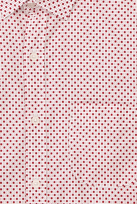 Burnt Red Window Print Cotton Shirt - MEN Shirts | Trenery
