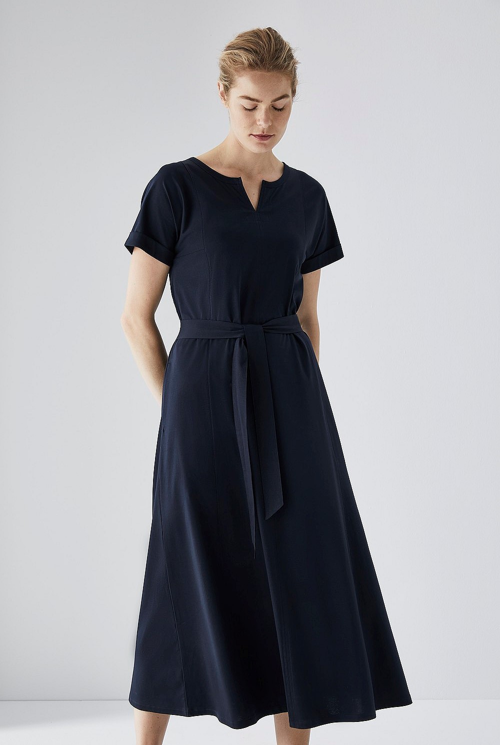 Night Sky Cotton Interlock Dress - WOMEN Dresses | Trenery