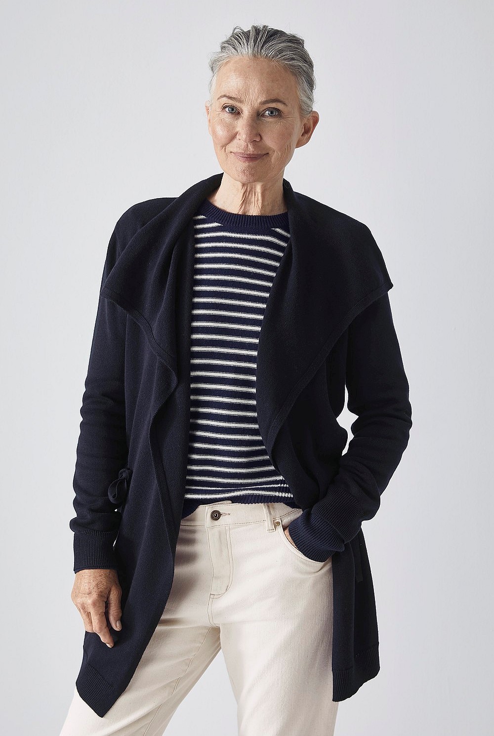 Night Sky Merino Cotton Waterfall Cardigan - WOMEN Knitwear | Trenery