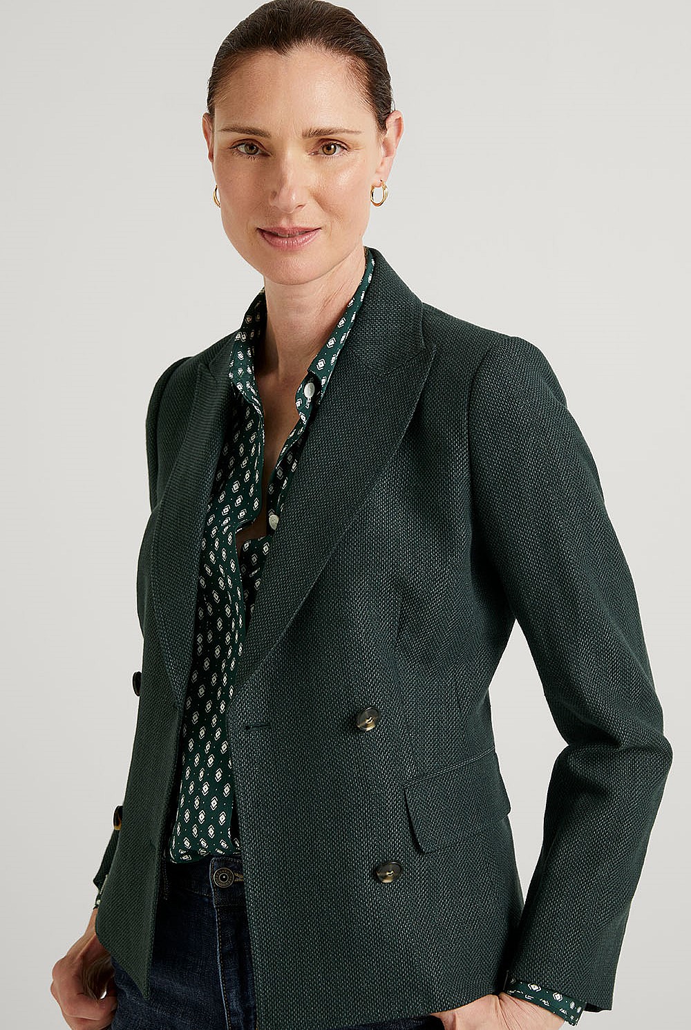 Dark Forest Double Breasted Zip Sleeve Blazer - WOMEN Outerwear | Trenery