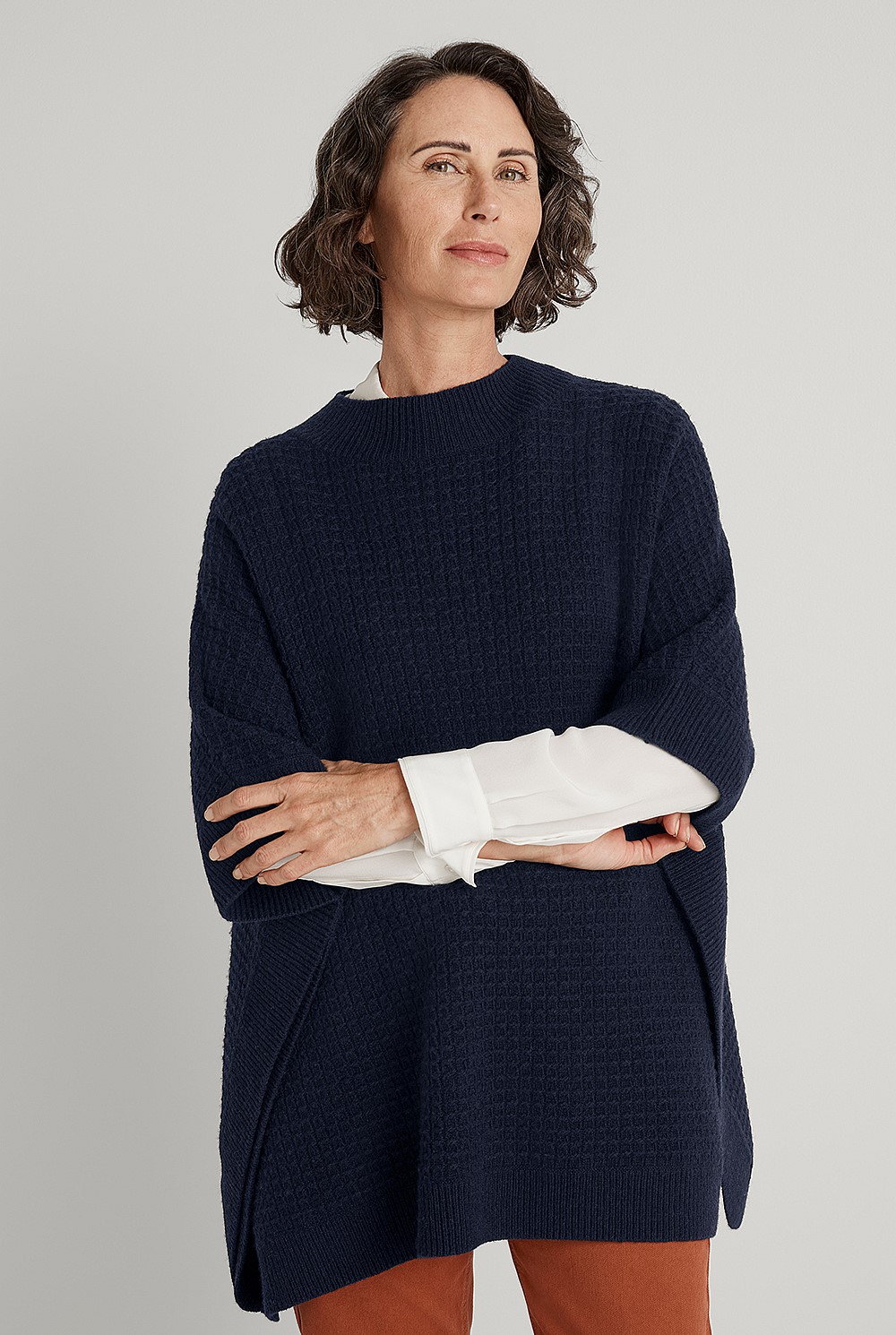 Night Sky Wool Mock Neck Poncho - WOMEN Hats & Scarves | Trenery