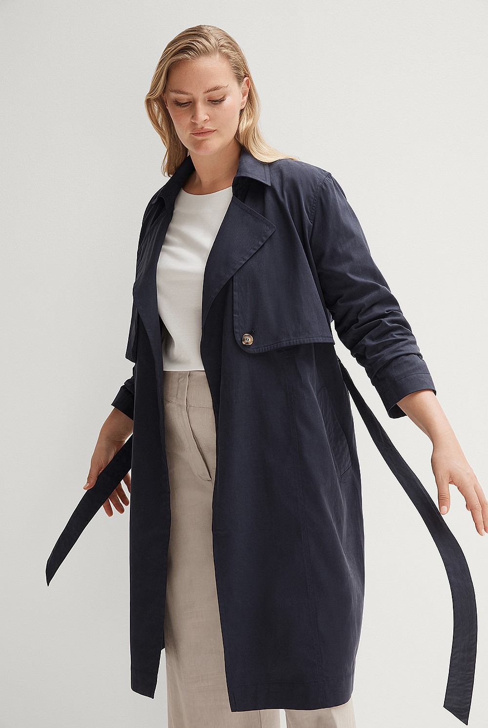 Night Sky Draped Trench Coat - WOMEN Jackets & Coats | Trenery