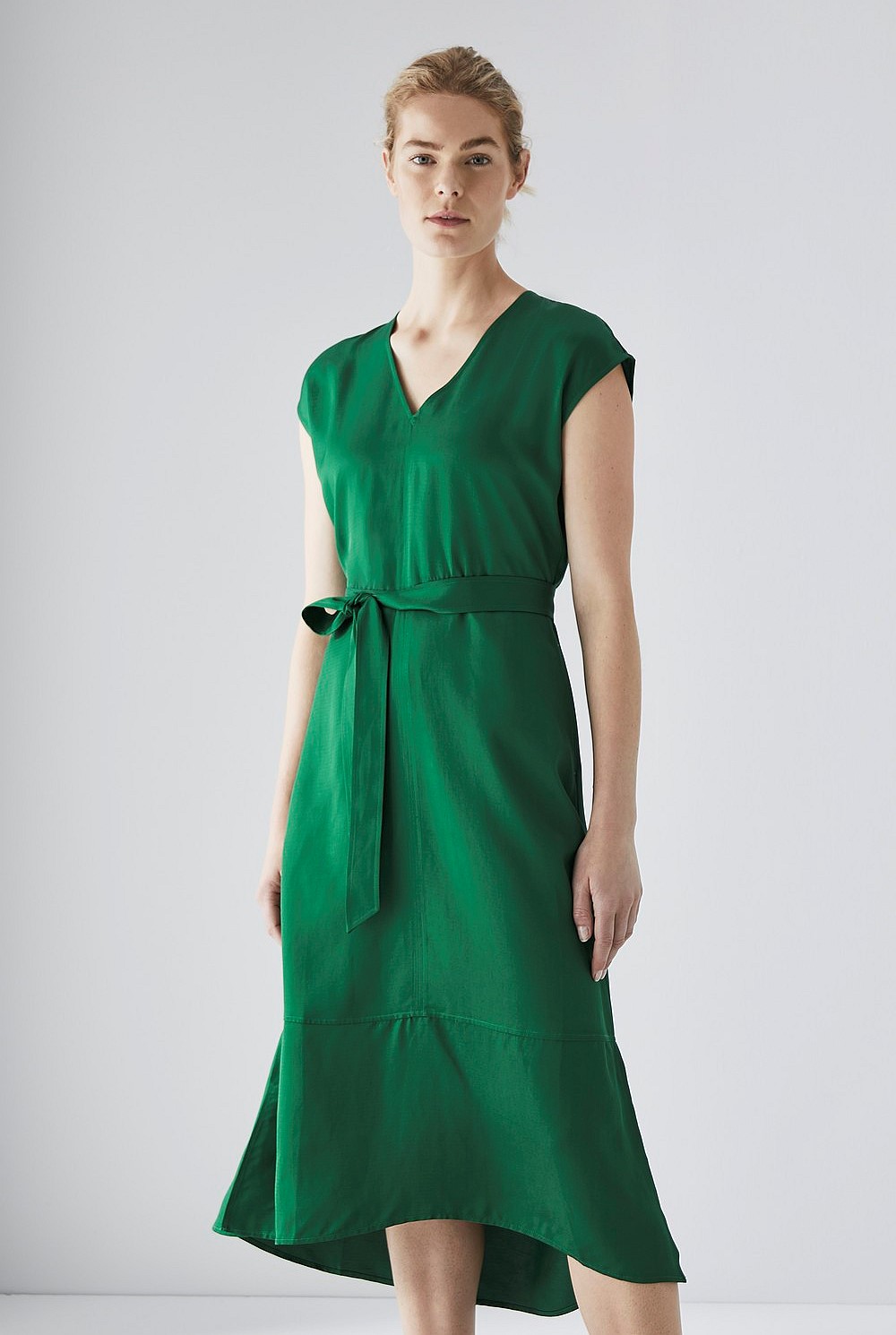 Amazon Green Cap Sleeve Midi Dress - WOMEN Dresses | Trenery