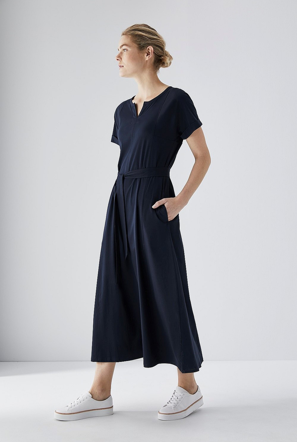 Night Sky Cotton Interlock Dress - WOMEN Dresses | Trenery