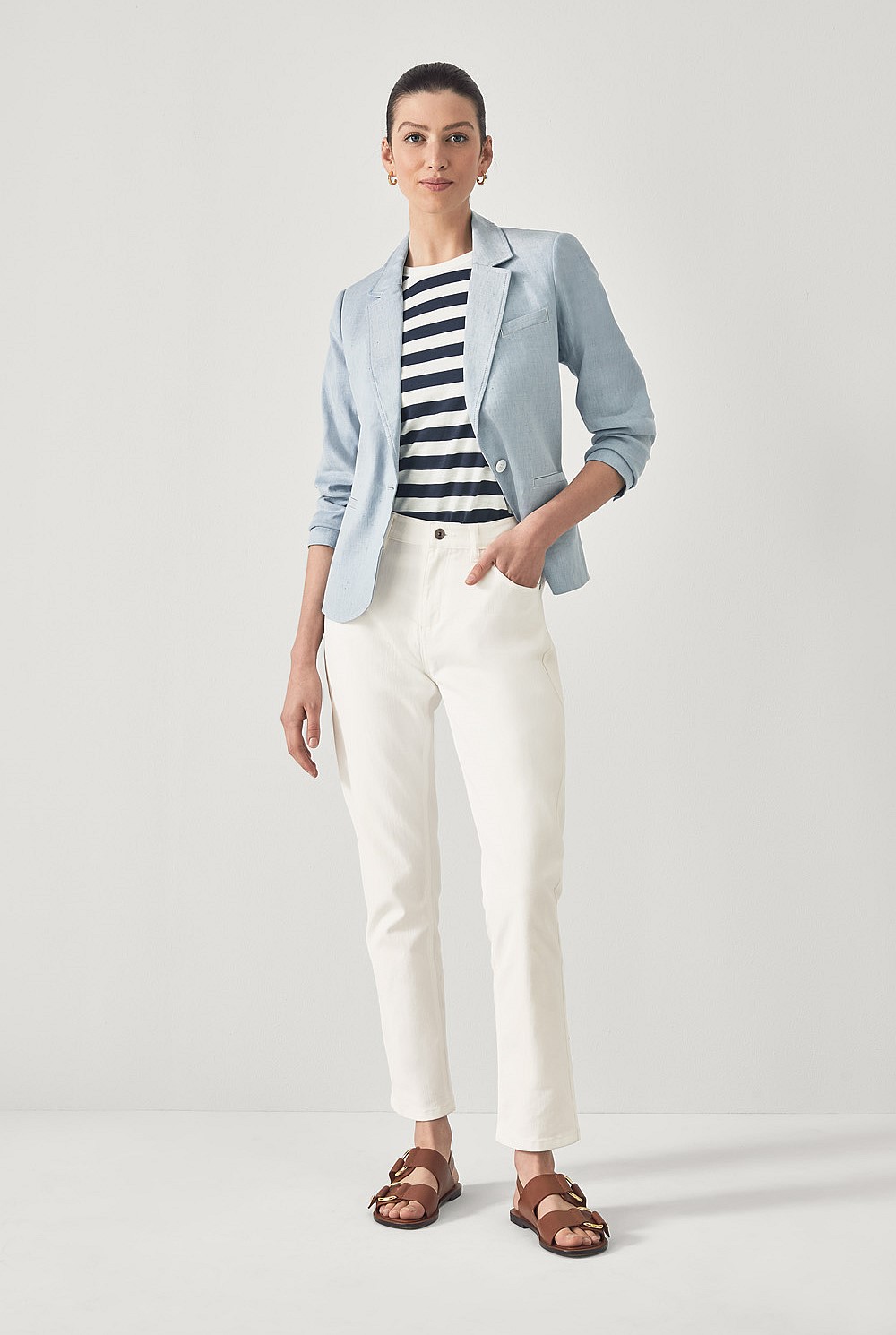 Night Sky Cotton Modal Slub Stripe T-shirt - WOMEN T-Shirts & Tops ...