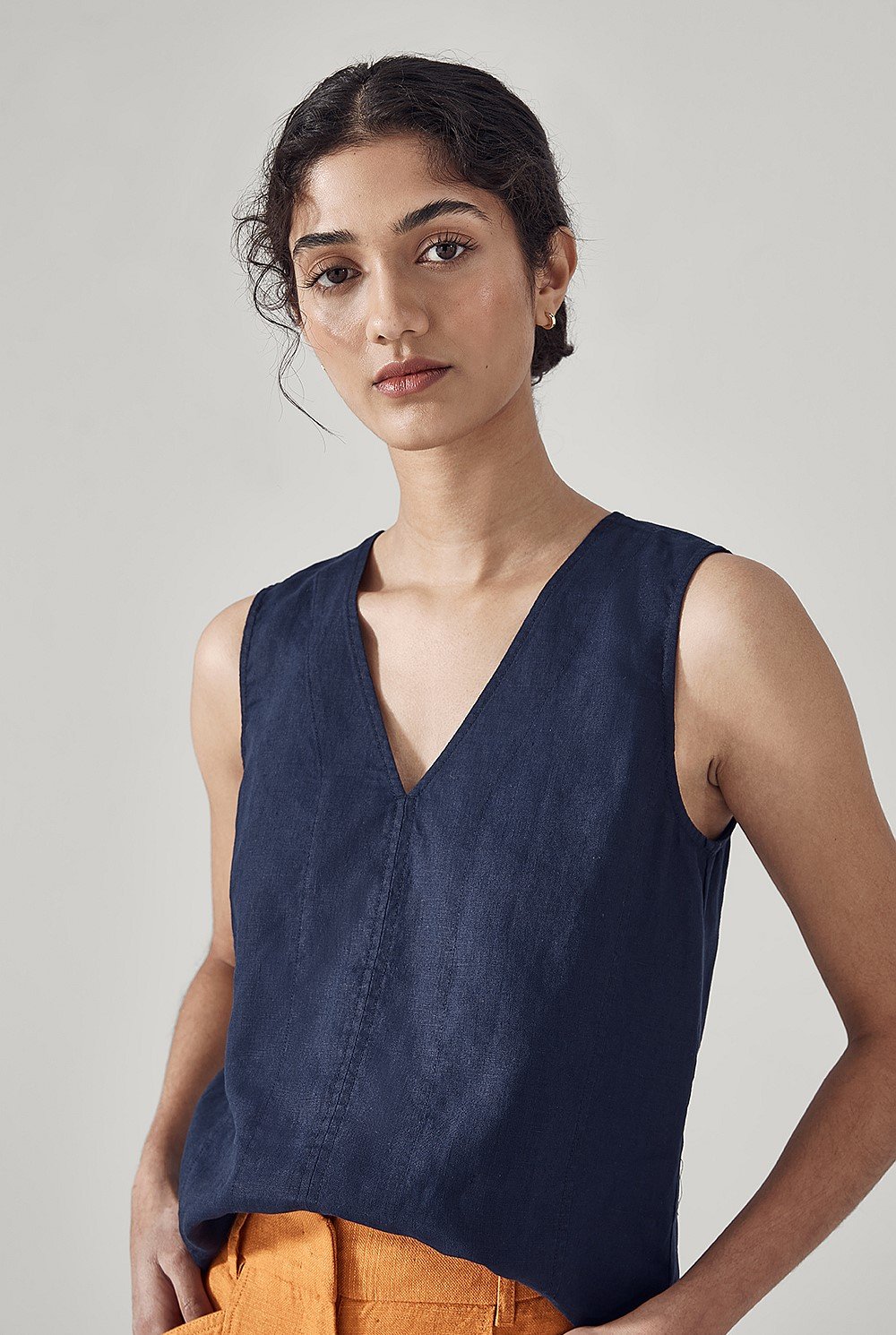 Night Sky Linen Shell Tank Top - WOMEN Shirts | Trenery