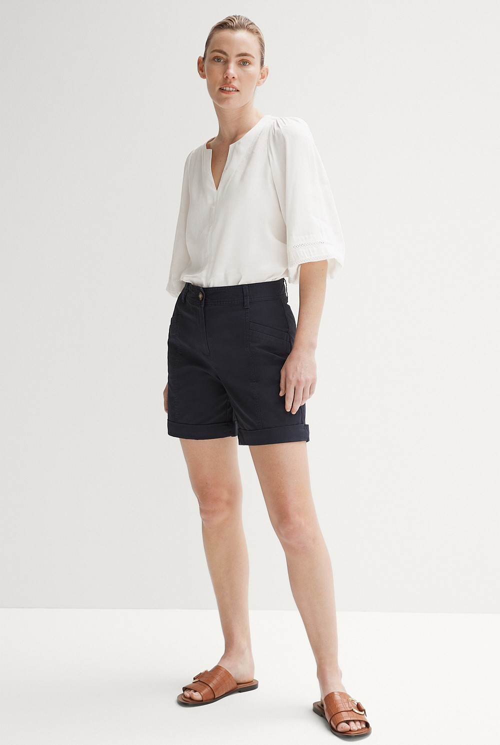 Night Sky Stretch Cotton Short - WOMEN Shorts | Trenery