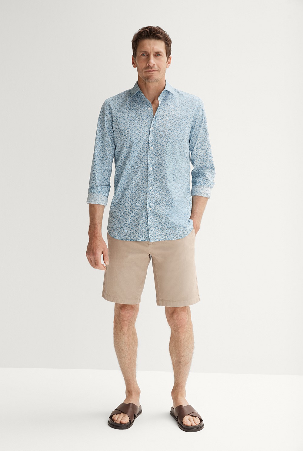 Taupe Textured Longline Short - MEN Shorts | Trenery