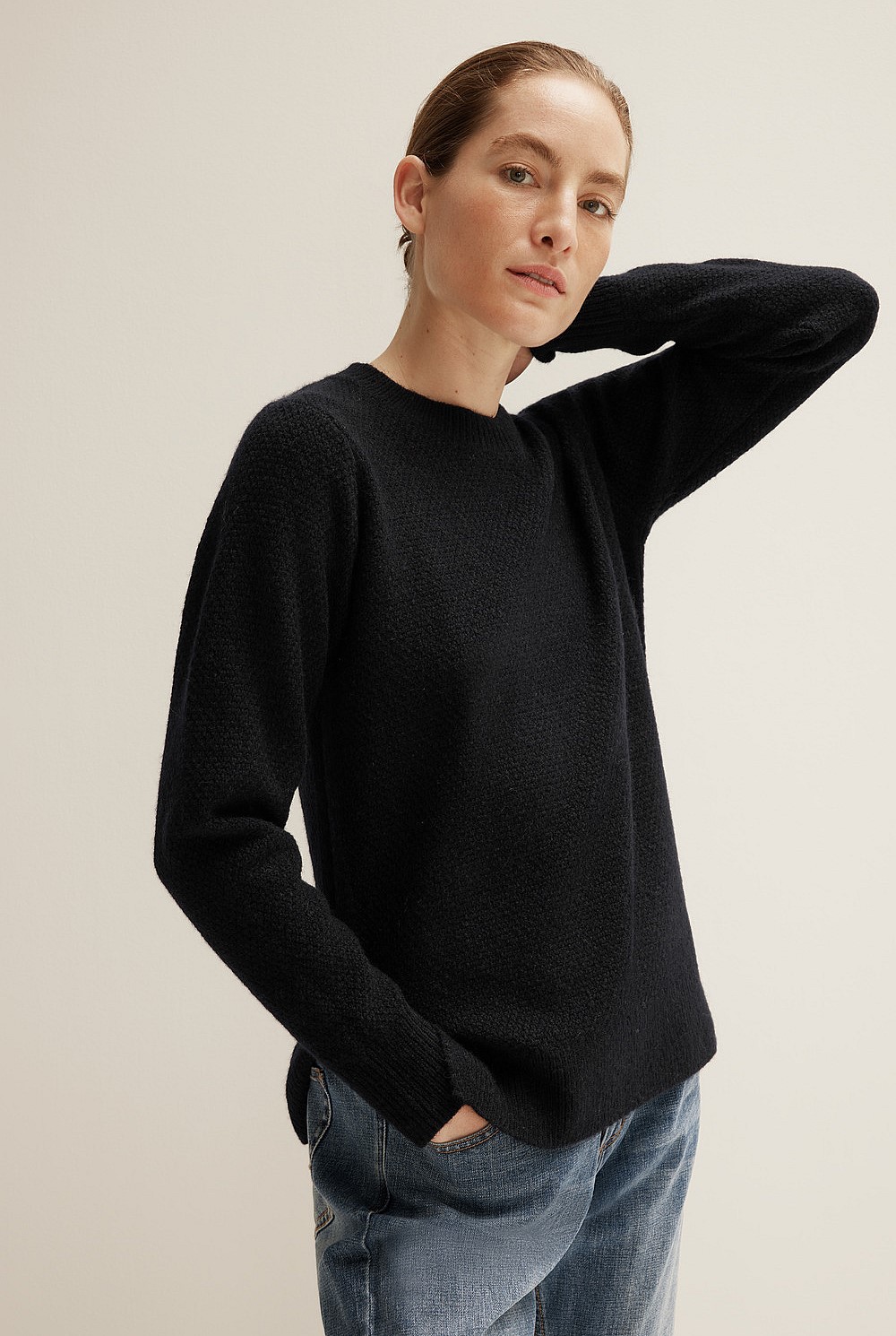 Night Sky Crew Neck Stitch Knit - WOMEN Knitwear | Trenery