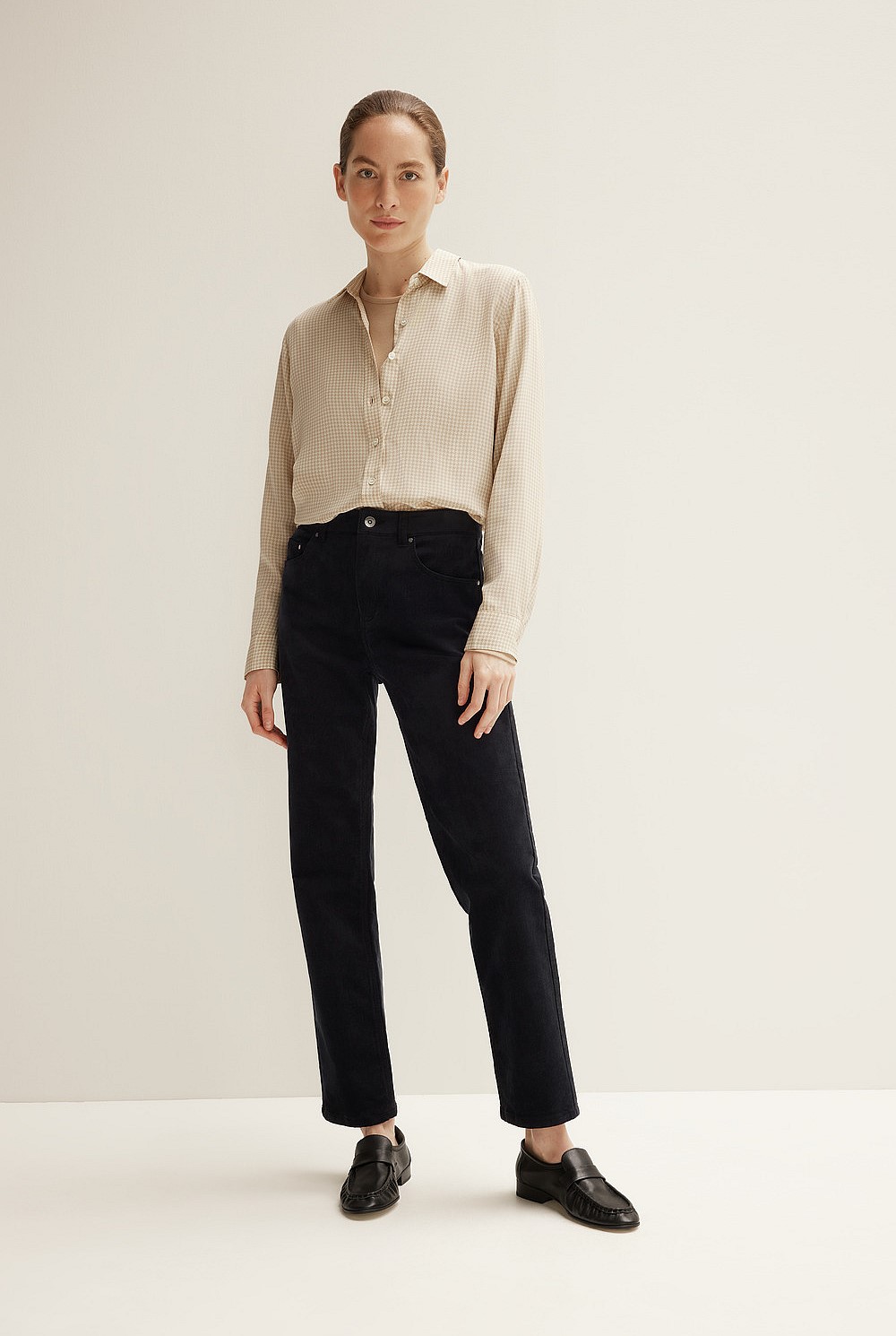 Black Cord Boyfriend Pant - WOMEN Pants | Trenery