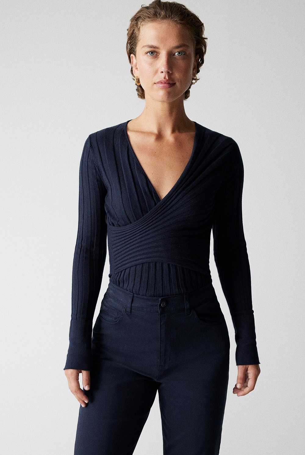 Night Sky Sunray Wrap Knit Top - WOMEN Knitwear | Trenery