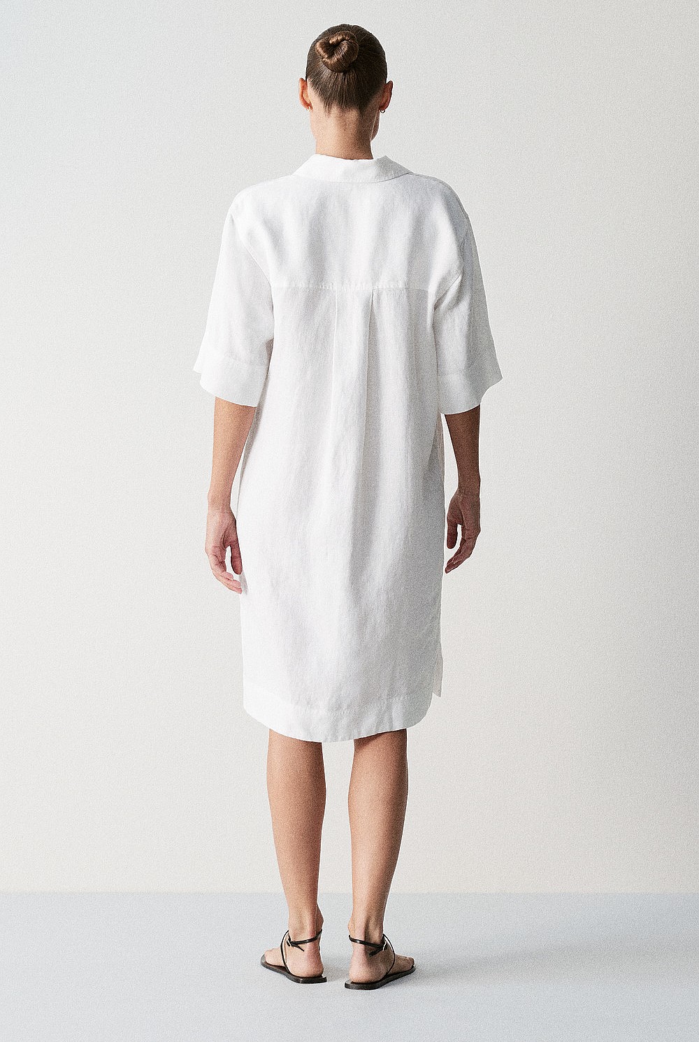 White Linen Shift Dress - WOMEN Dresses | Trenery