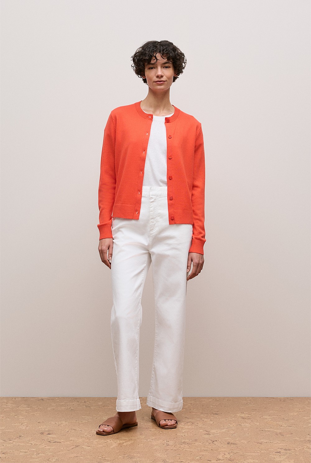 Fiesta Red Merino Classic Crew Cardigan - WOMEN Cardigans | Trenery