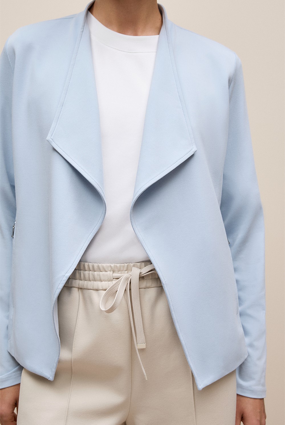 Soft Blue Bamboo Viscose Blend Jacket - WOMEN Travel Capsule | Trenery