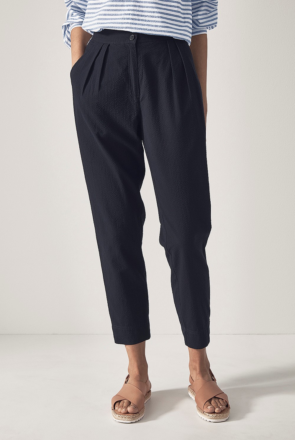 Night Sky Cotton Seersucker Pant - WOMEN Pants | Trenery