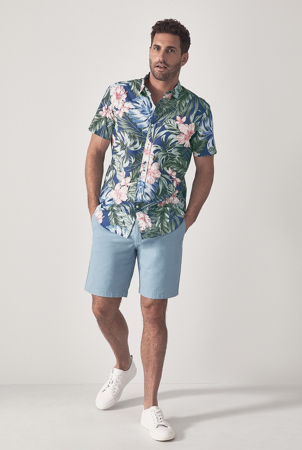 Delft Blue Exotic Floral Short Sleeve Shirt - MEN Shirts | Trenery